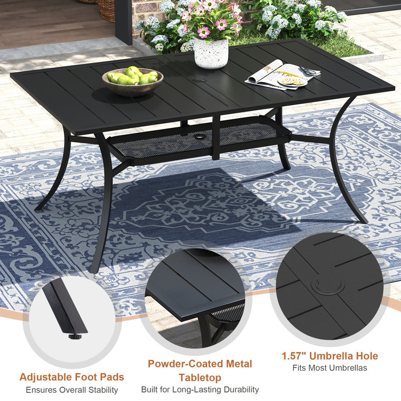 Latitude Run® Patio Dining Set with Rectangular Dining Table and Benches | Wayfair